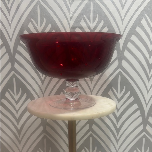 PartyLite | Accents | Partylite Ruby Red Glass Pedestal Bowl | Poshmark